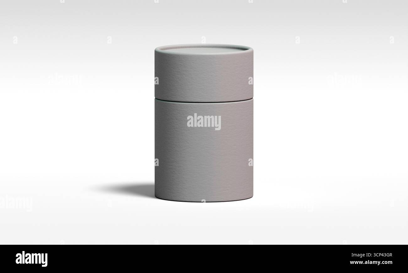 Minimalist cylindrical storage container isolated on clean white ...