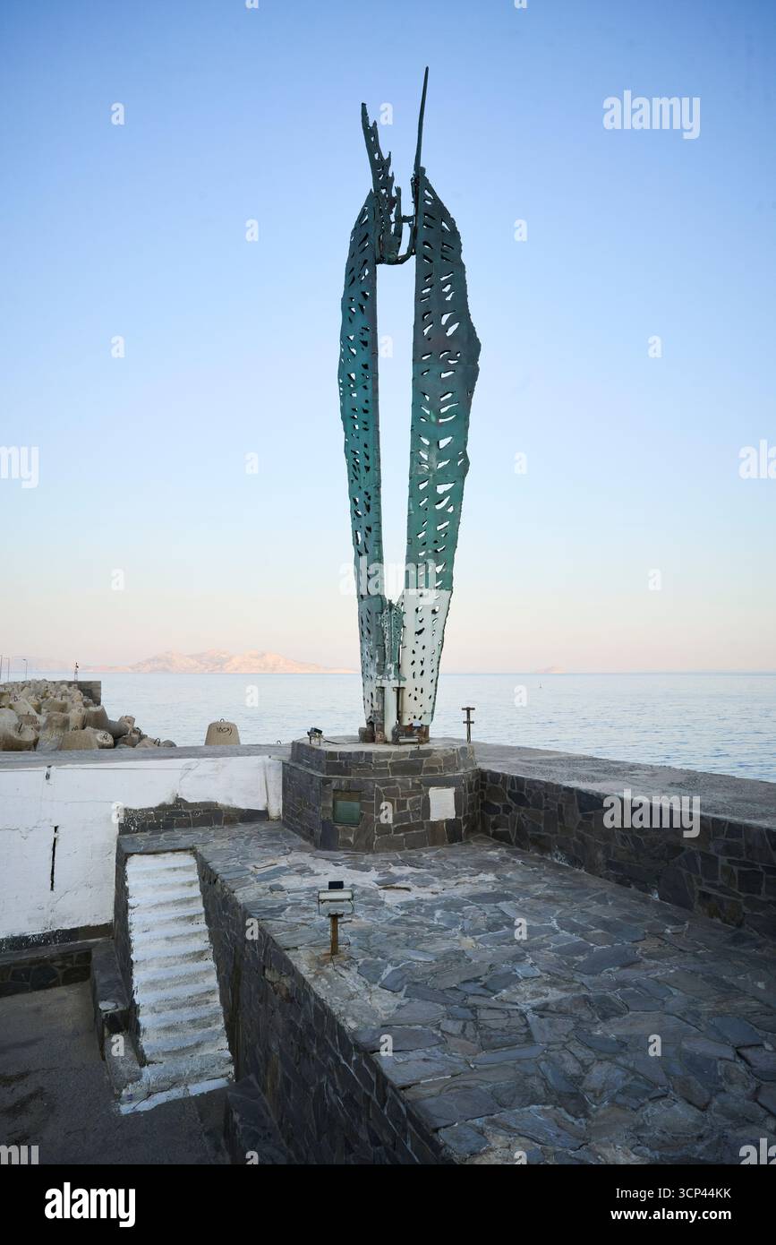 Sculpture of Icarus by Nikolas Ikaris, Ikaria island, Greece Stock ...