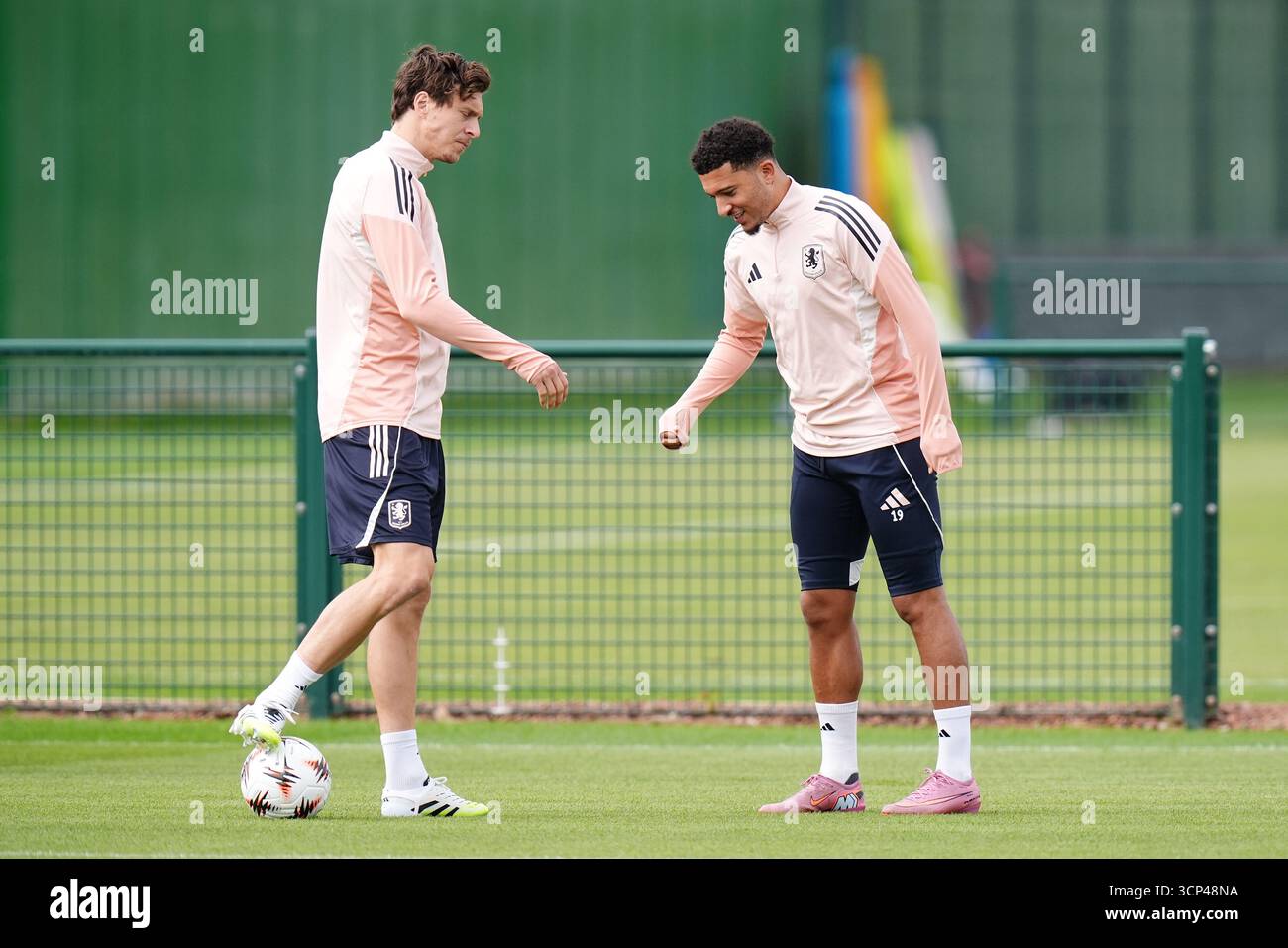 Aston Villa's Jadon Sancho (right) and Victor Lindelof during a ...