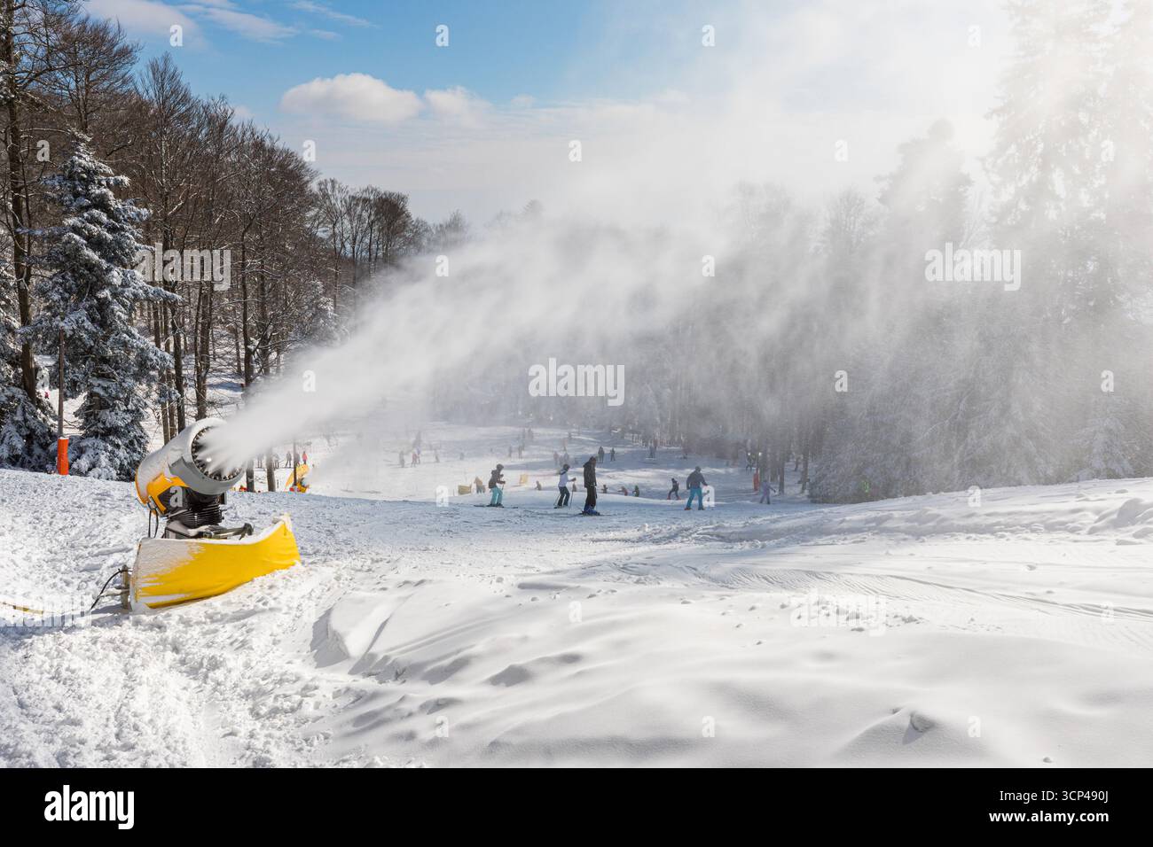 Snow cannon making snow Stock Photo - Alamy