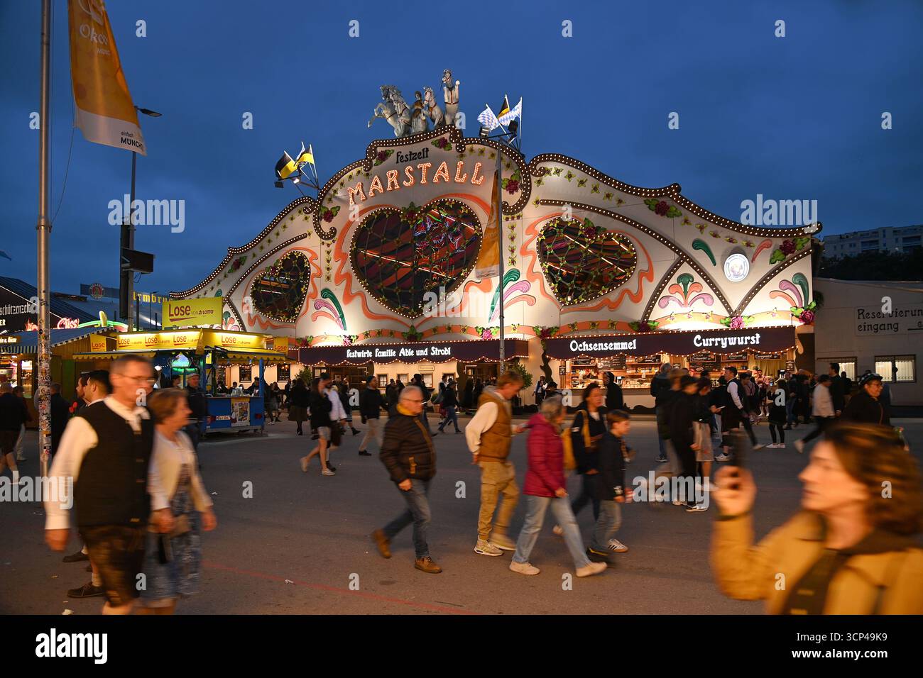 190th Oktoberfest 2025. Marstall festival tent, festival hall, crowds ...
