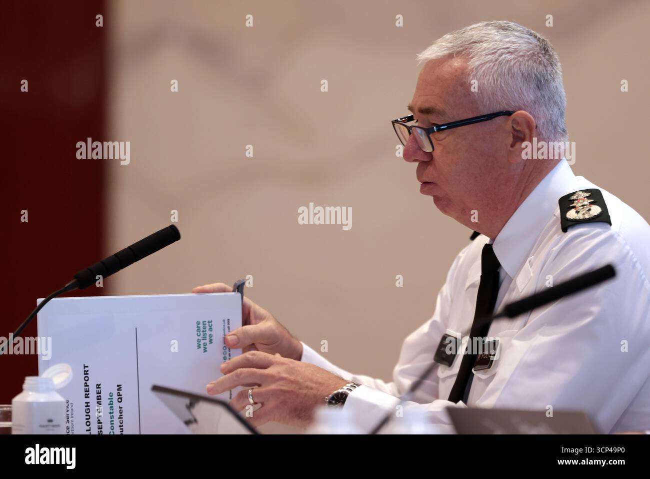 PSNI chief constable Jon Boutcher speaking during a press conference at ...