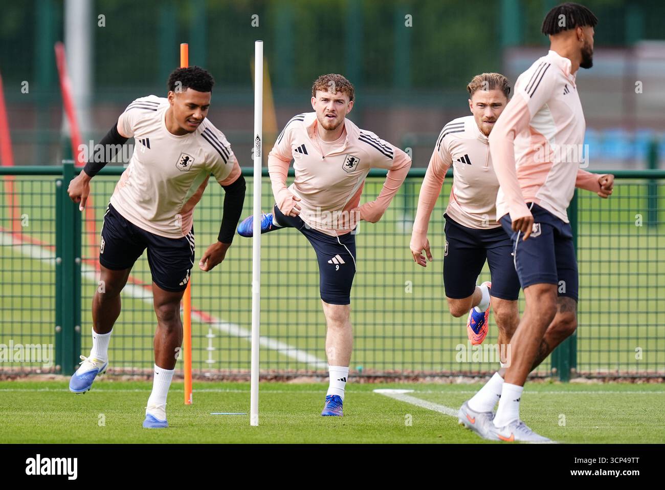 (left to right) Aston Villa's Ollie Watkins, Harvey Elliott, Matty Cash ...