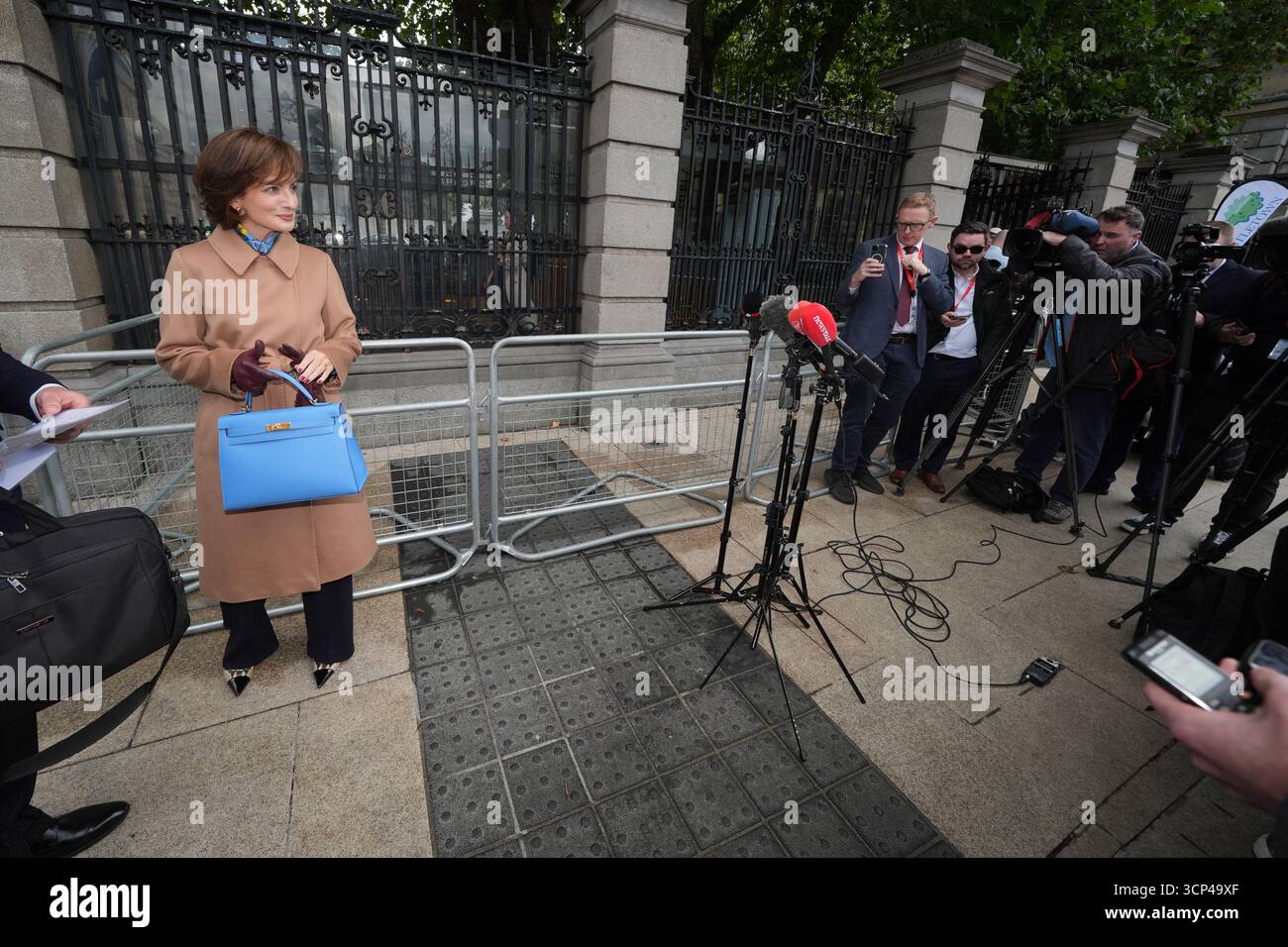 Independent presidential candidate Maria Steen faces the media outside ...