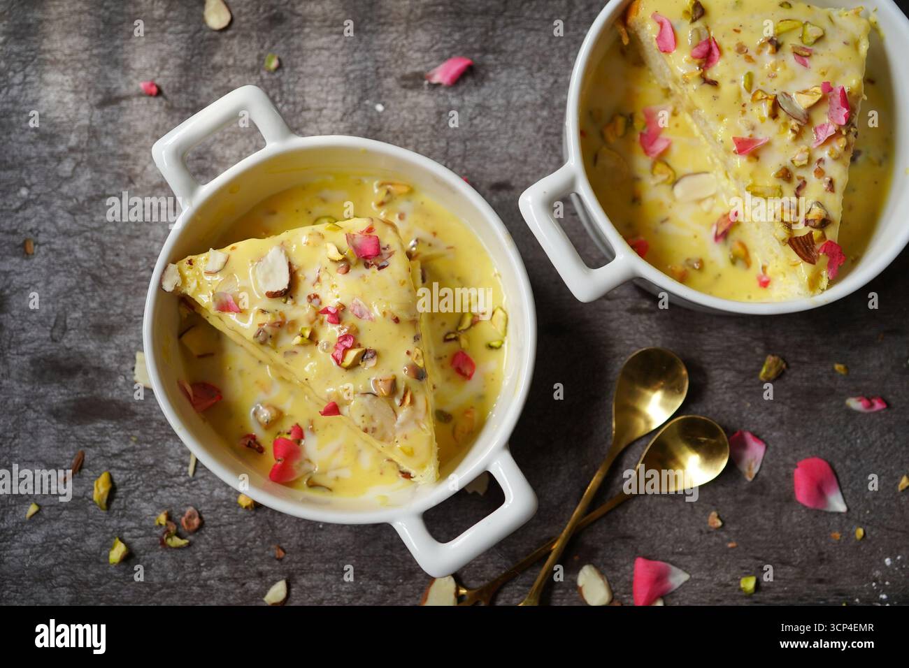 Instant bread Rasmalai garnished with nuts and rose petals - Diwali ...