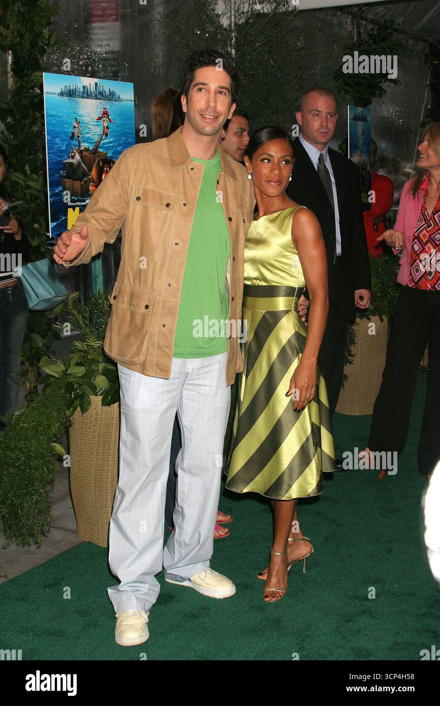 David Schwimmer and Jada Pinkett Smith at the premiere of "Madagascar ...