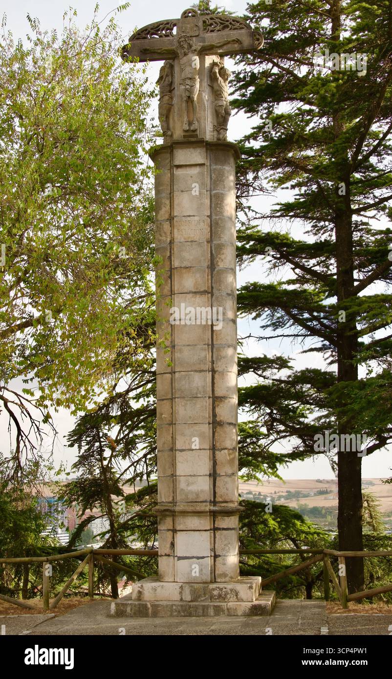 Circa 1921 tall stone cross sculpture El Cid Monumento al Cid Campeador ...