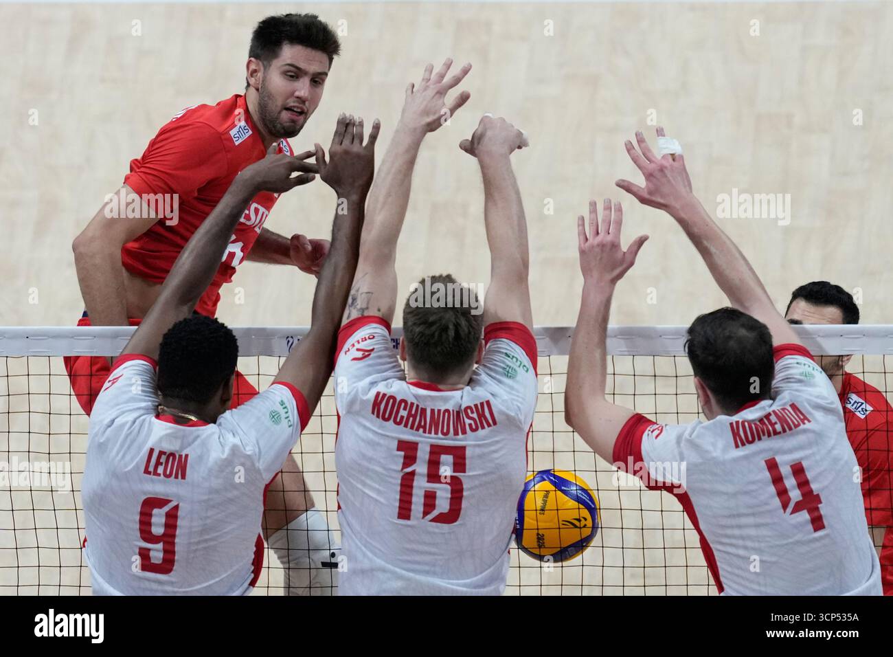 Polish players foreground from left, Wilfredo Leon Venero, Jakub ...