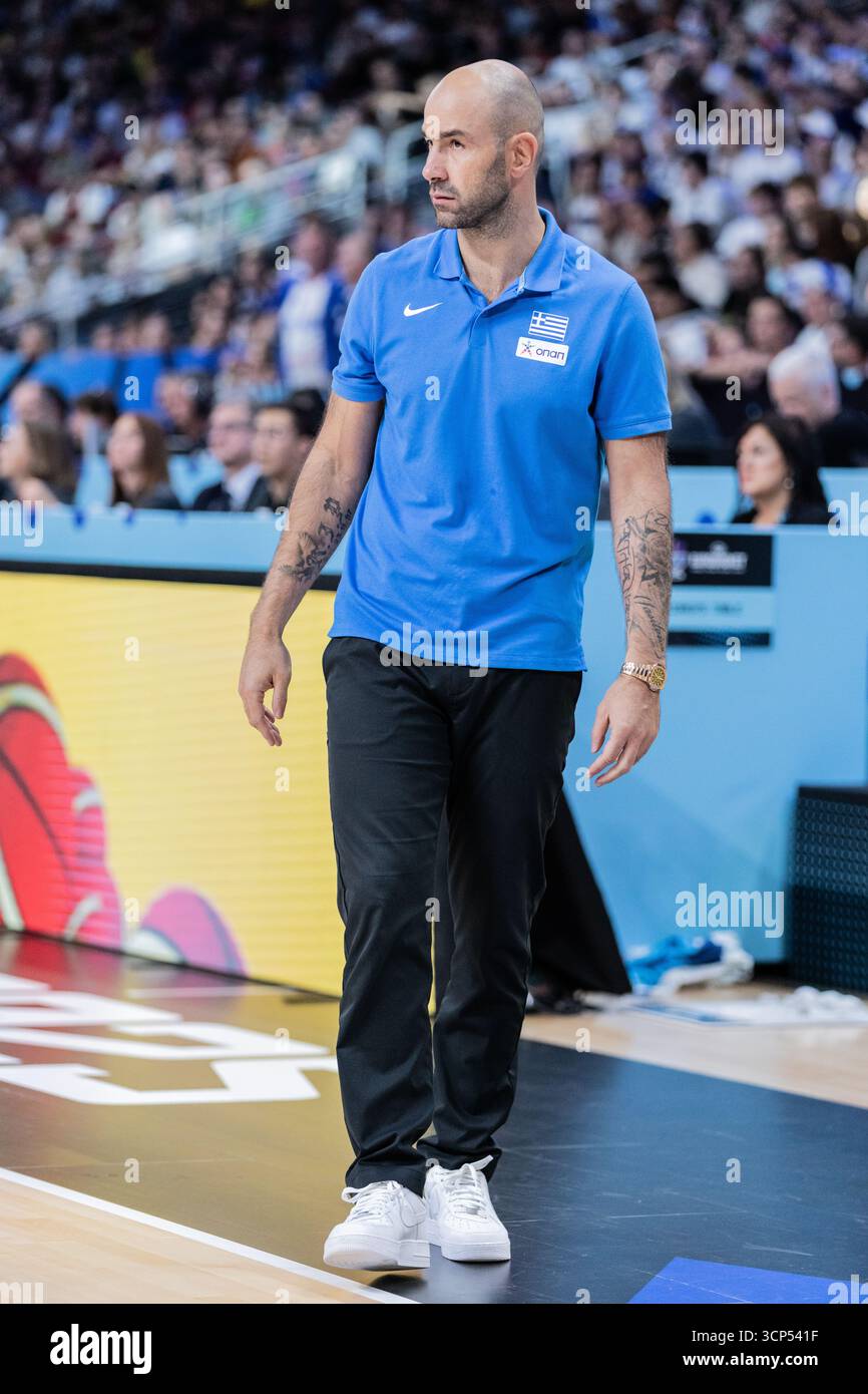 Head coach Greece Vasileios Spanoulis seen in action during the third ...