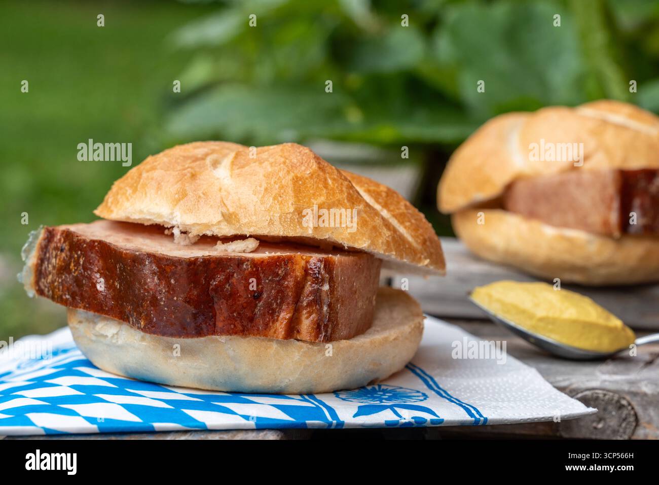 Bavaria, Germany - September 17, 2025: Bavarian Leberkässemmel as an ...