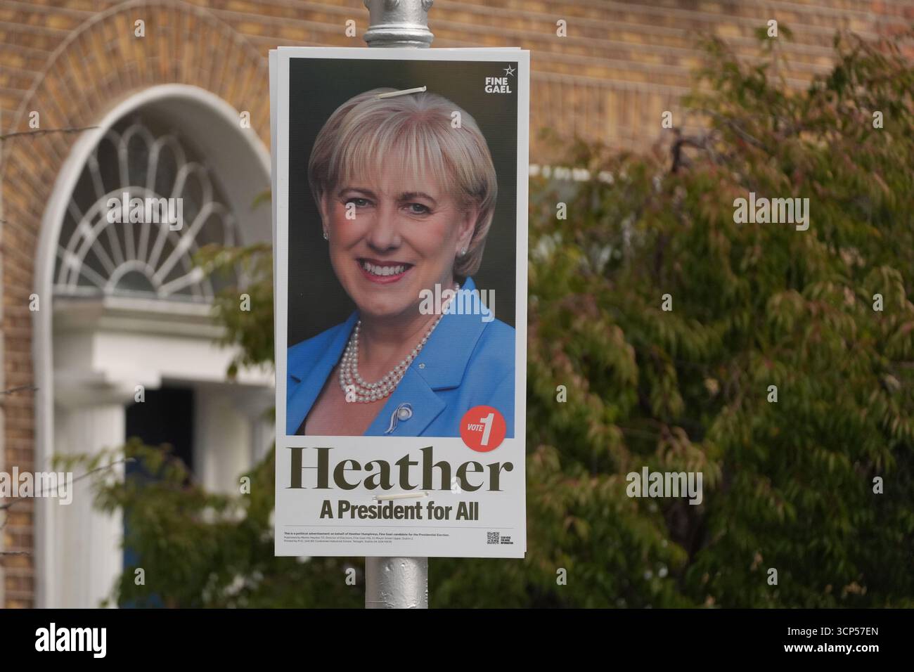 A campaign poster for Fine Gael presidential candidate Heather ...