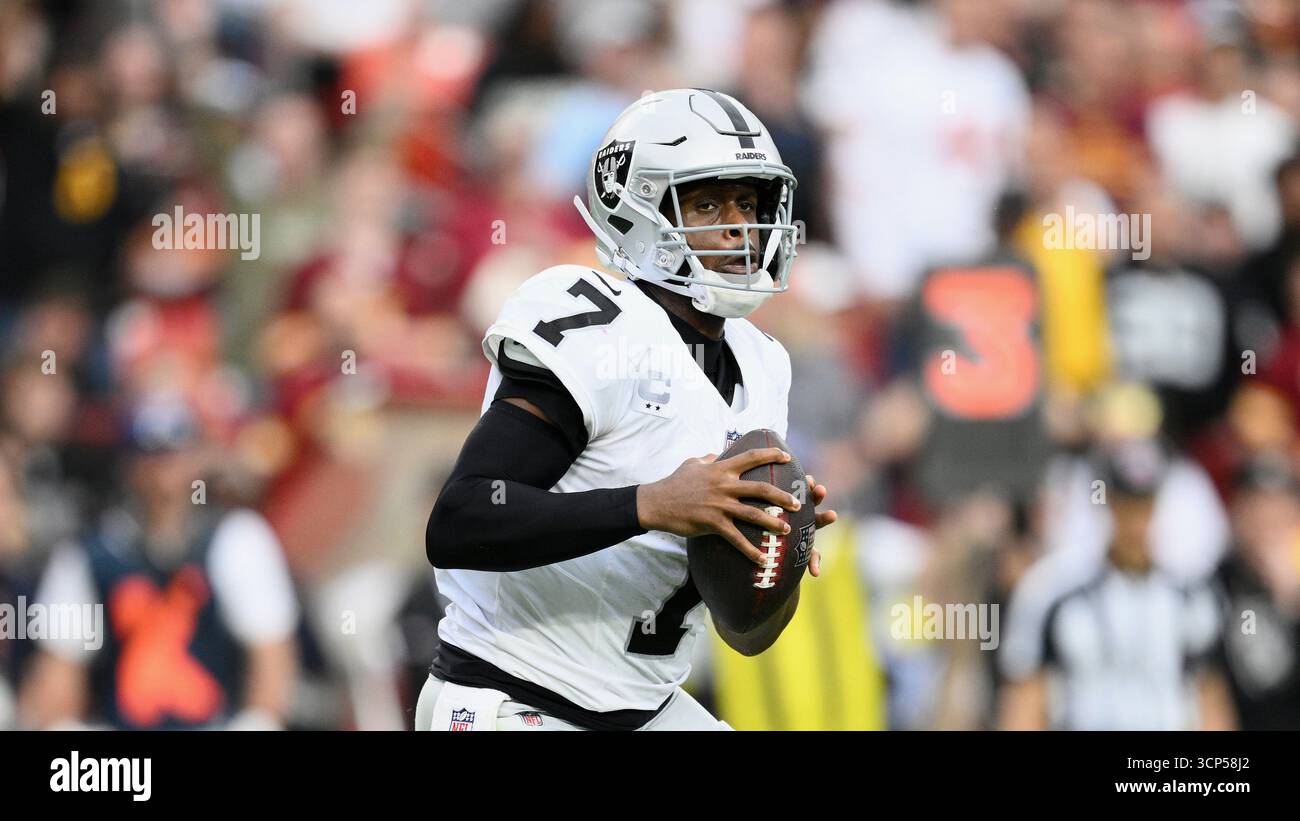 Las Vegas Raiders quarterback Geno Smith (7) in action during the ...