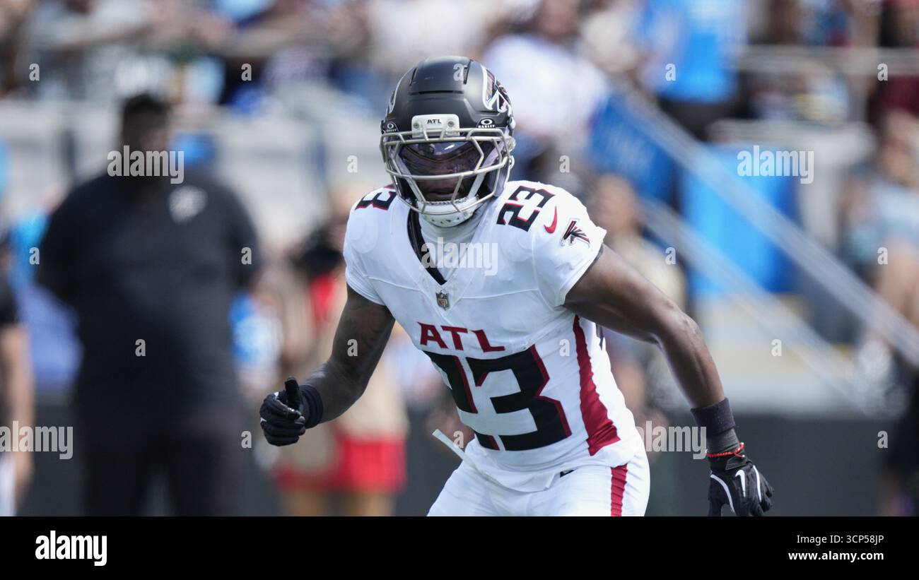 Atlanta Falcons safety Demarcco Hellams (23) plays during an NFL ...