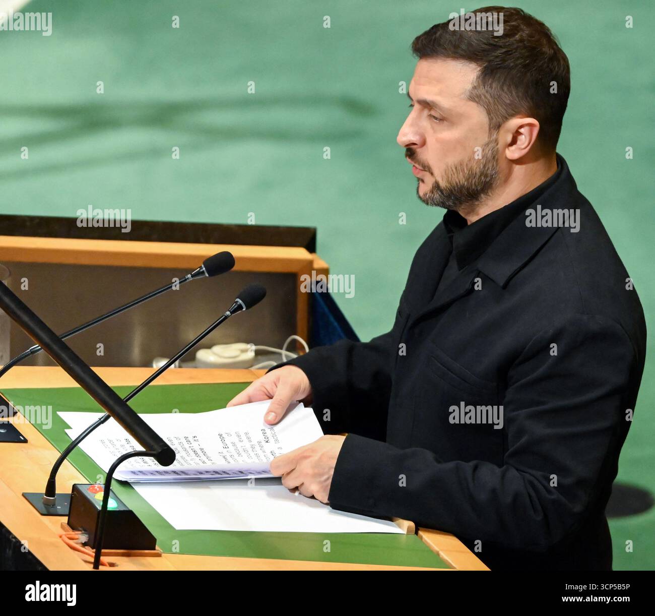 President Volodymyr Zelenskyy of Ukraine addresses the United Nations General Assembly at United ...