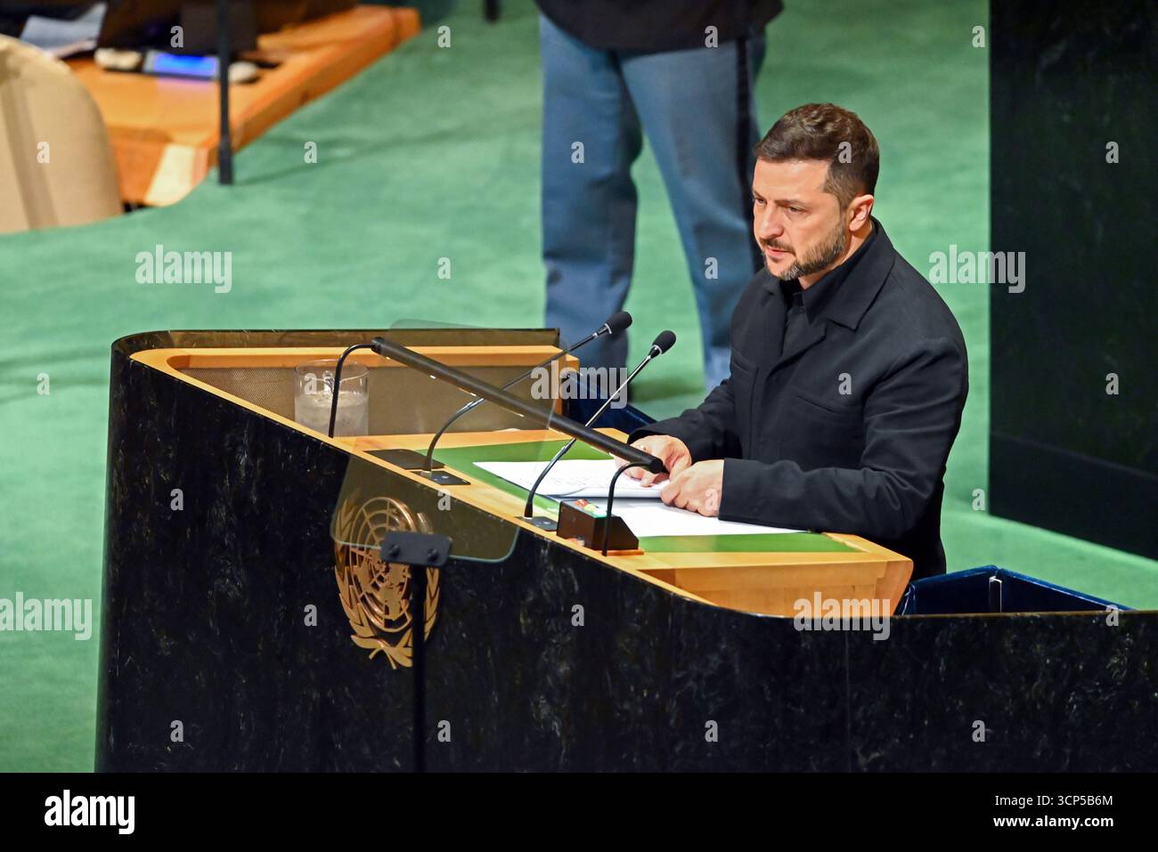 President Volodymyr Zelenskyy of Ukraine addresses the United Nations General Assembly at United ...