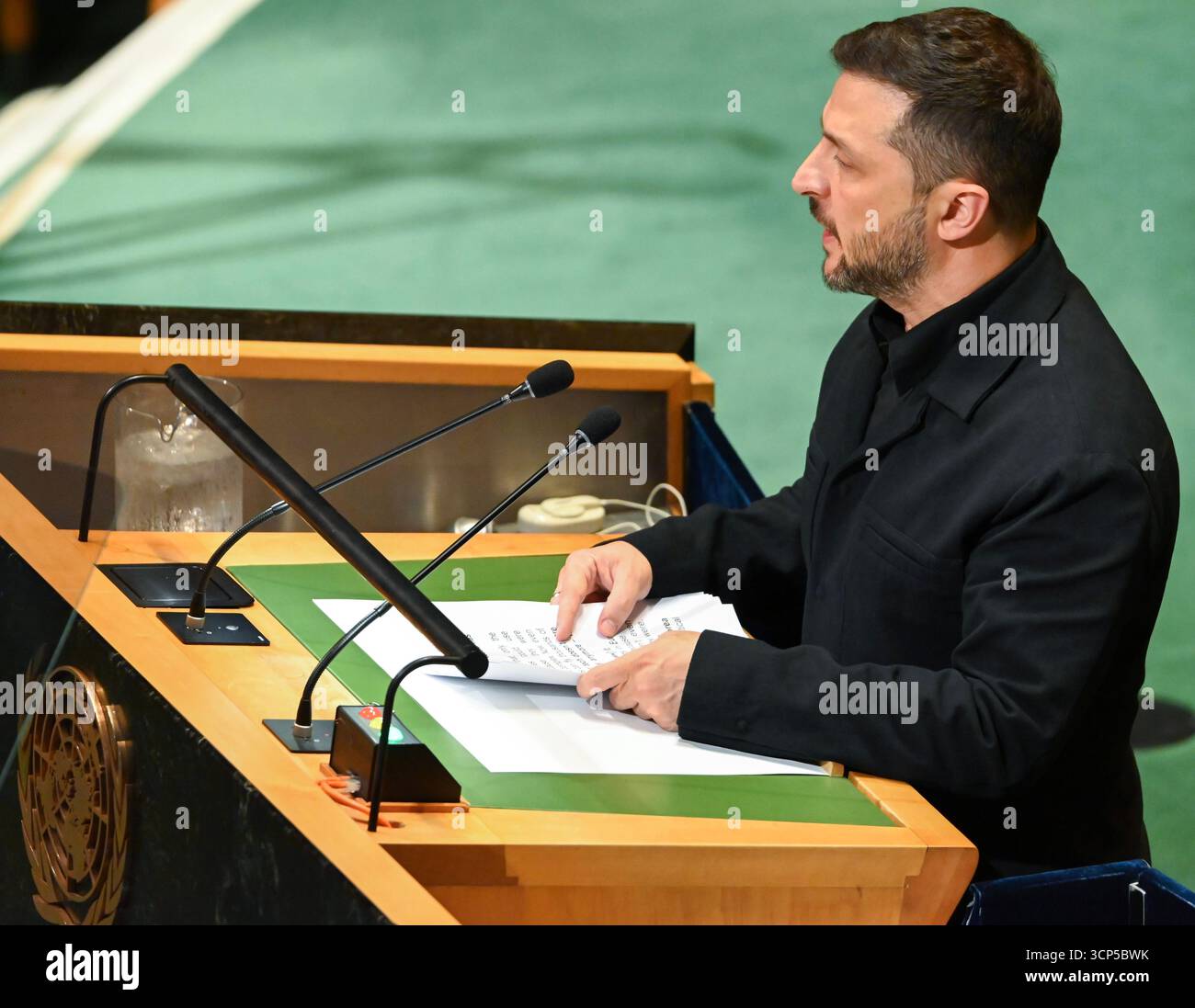 President Volodymyr Zelenskyy of Ukraine addresses the United Nations General Assembly at United ...