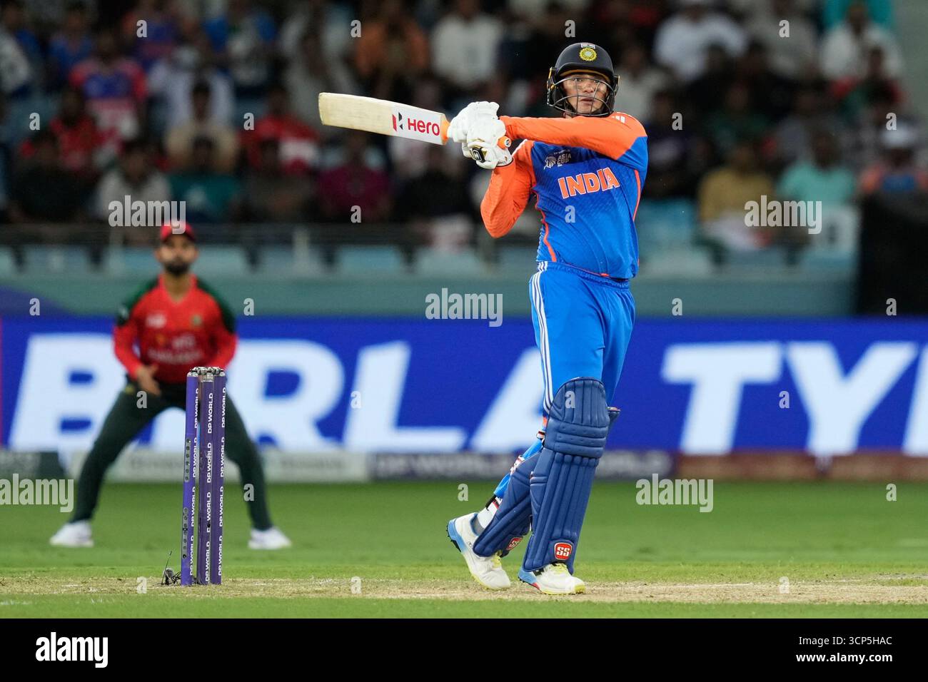 India's Abhishek Sharma plays a shot during the Asia Cup cricket match ...