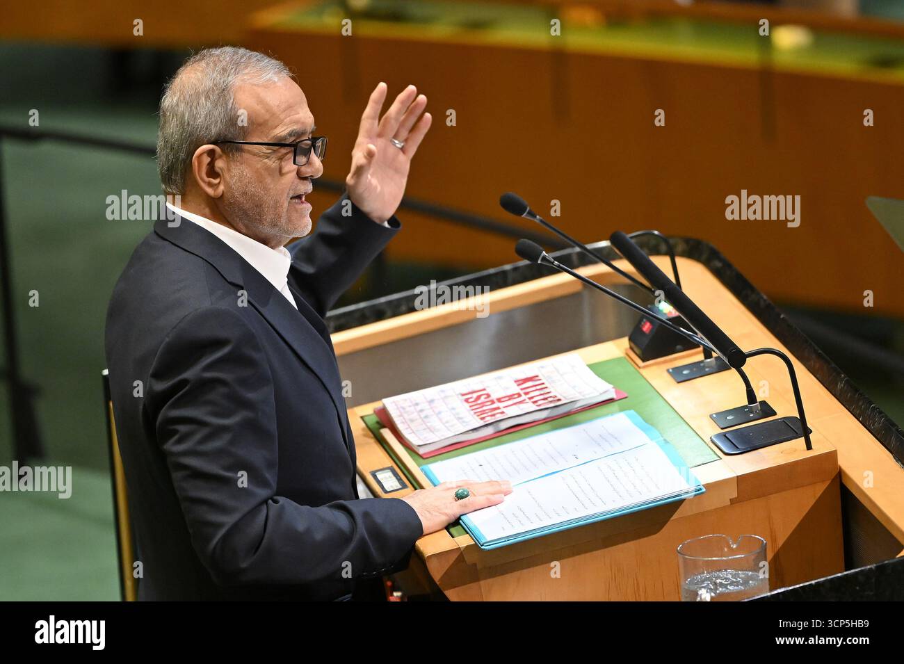 President of Iran Masoud Pezeshkian addresses to the 80th session of ...