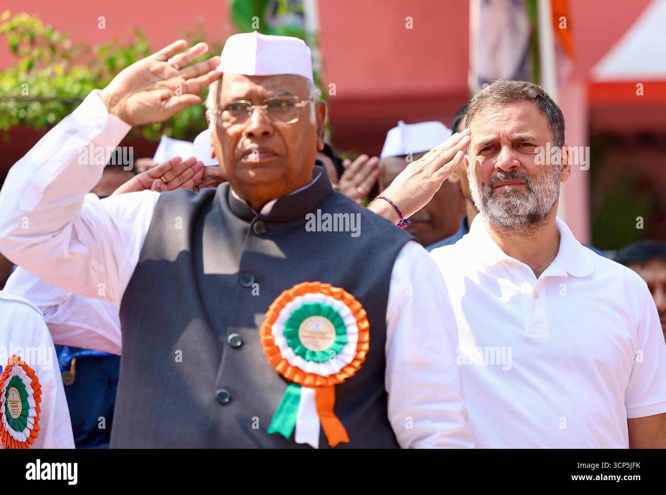 PATNA, INDIA - SEPTEMBER 24: Congress President Mallikarjun Kharge with ...