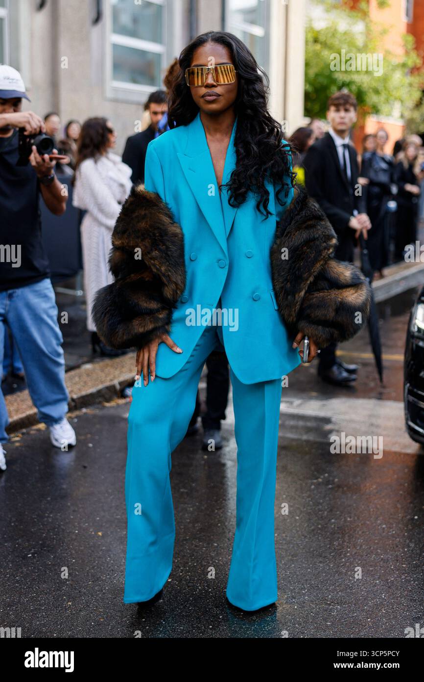 Ryan Destiny arrives to Fendi fashion show during Milan's Fashion Week ...
