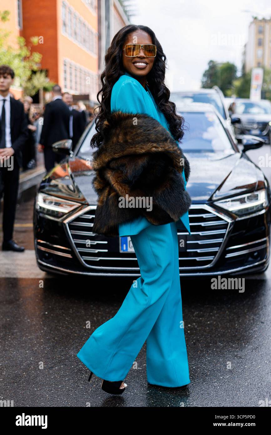 Ryan Destiny arrives to Fendi fashion show during Milan's Fashion Week ...