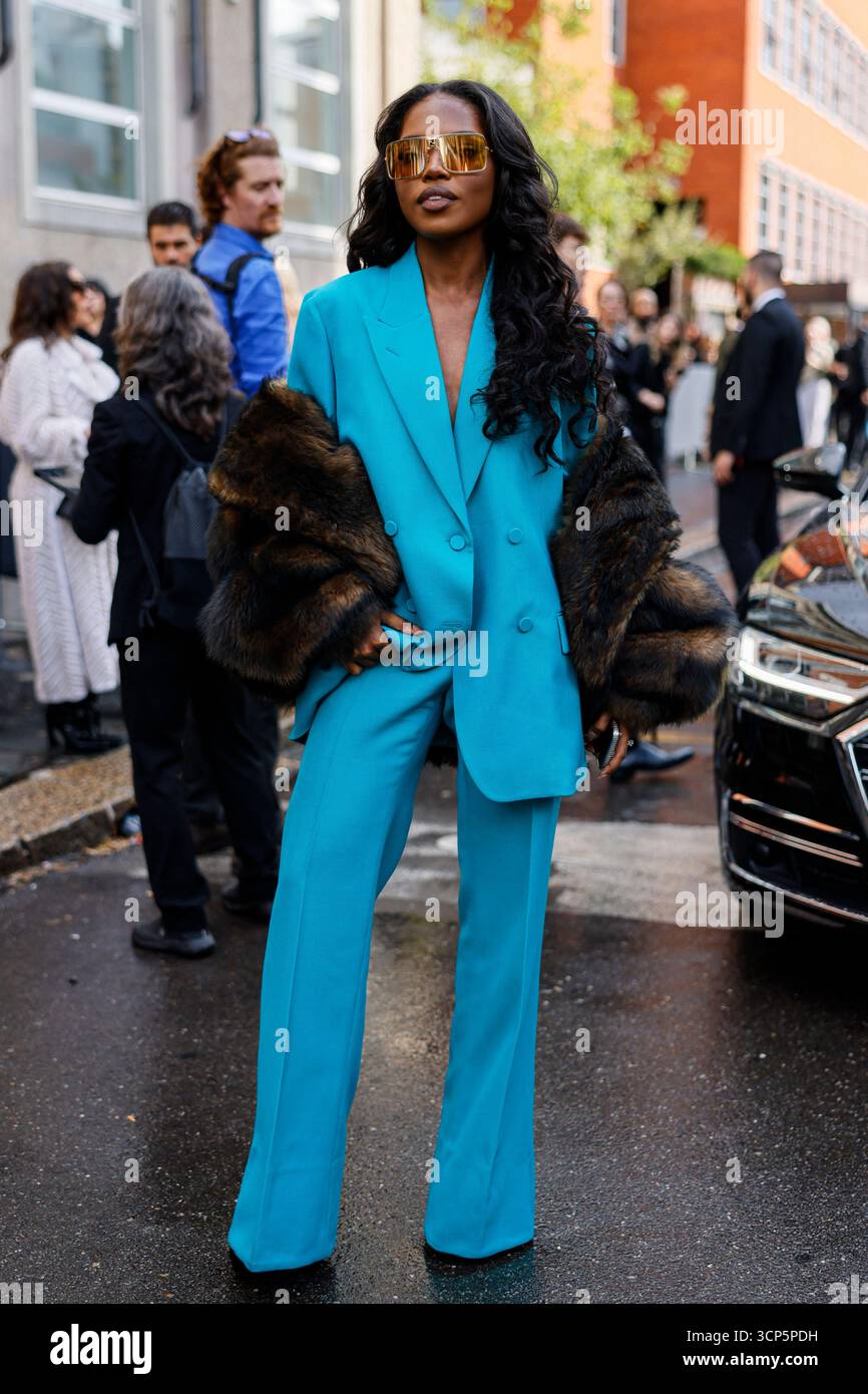 Ryan Destiny arrives to Fendi fashion show during Milan's Fashion Week ...