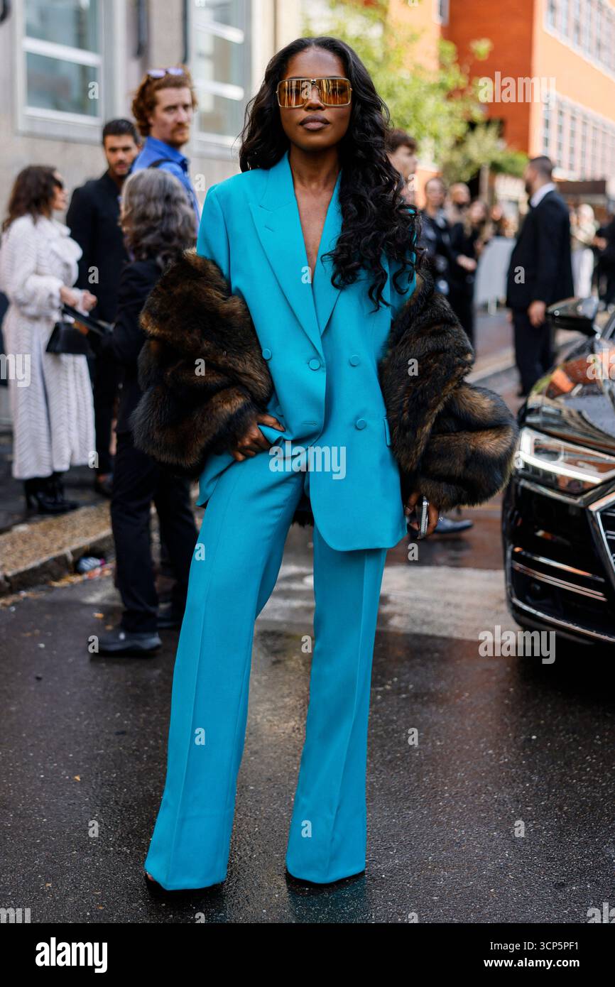 Ryan Destiny arrives to Fendi fashion show during Milan's Fashion Week ...