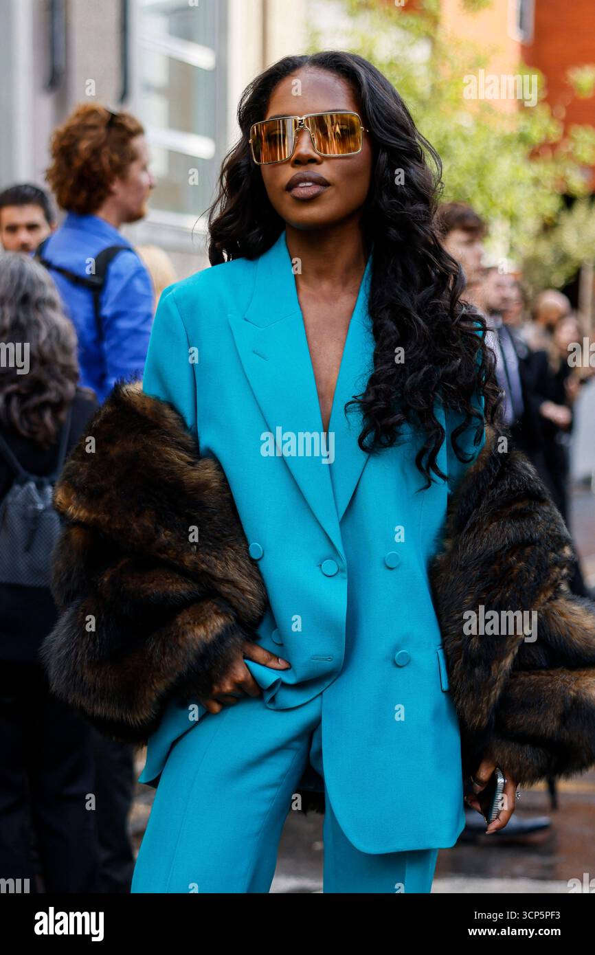 Ryan Destiny arrives to Fendi fashion show during Milan's Fashion Week ...