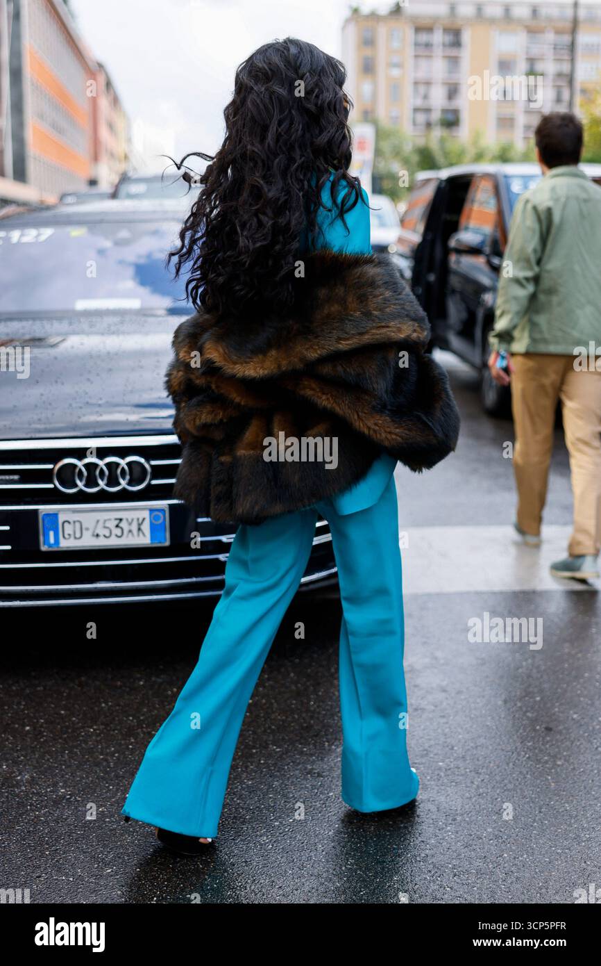 Ryan Destiny arrives to Fendi fashion show during Milan's Fashion Week ...