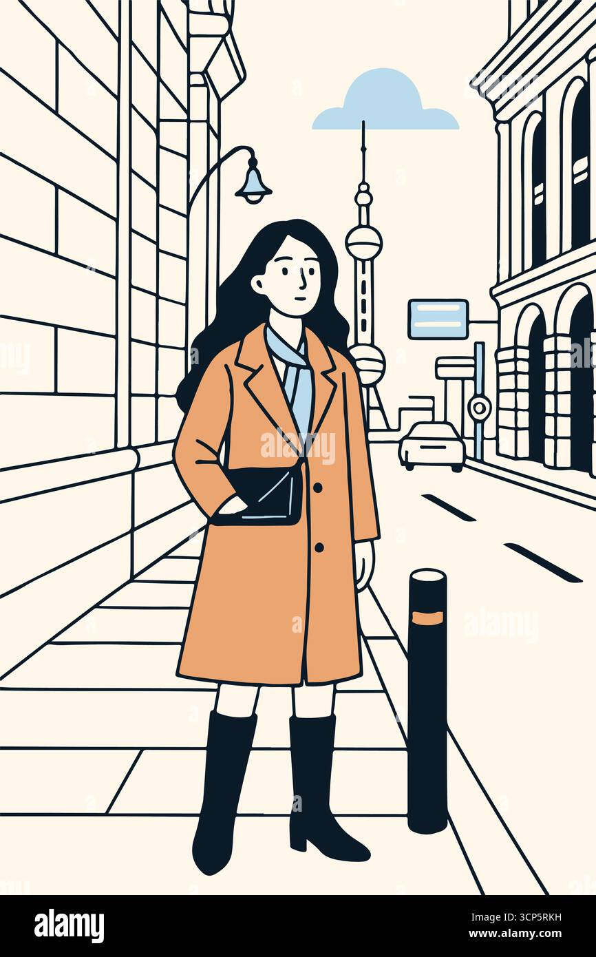 On street stylish woman Stock Vector Images - Alamy