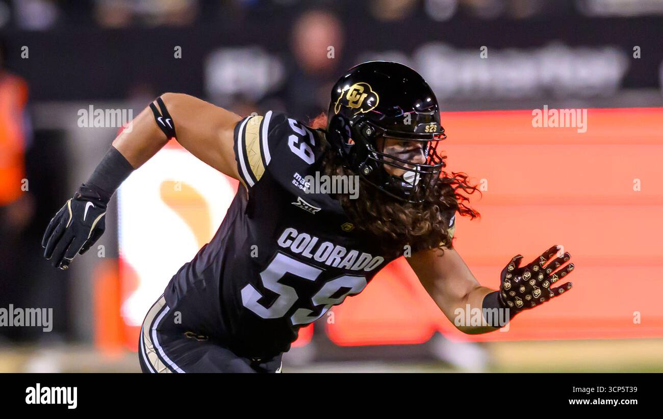 Colorado defensive end Tristan Marois (59) rushes the passer during an ...