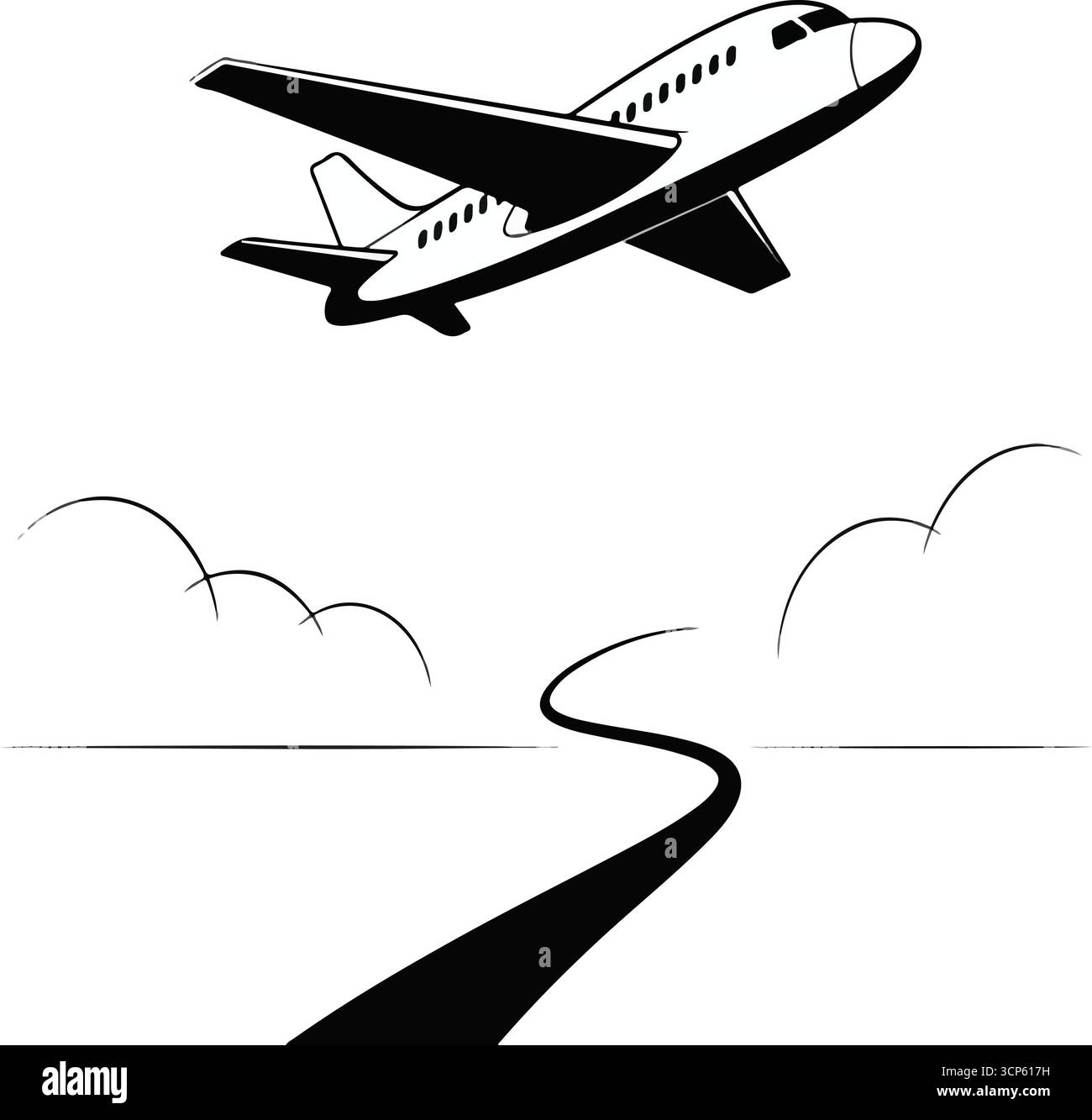 Airplane flying in hand-drawn style illustrations Stock Vector Image ...