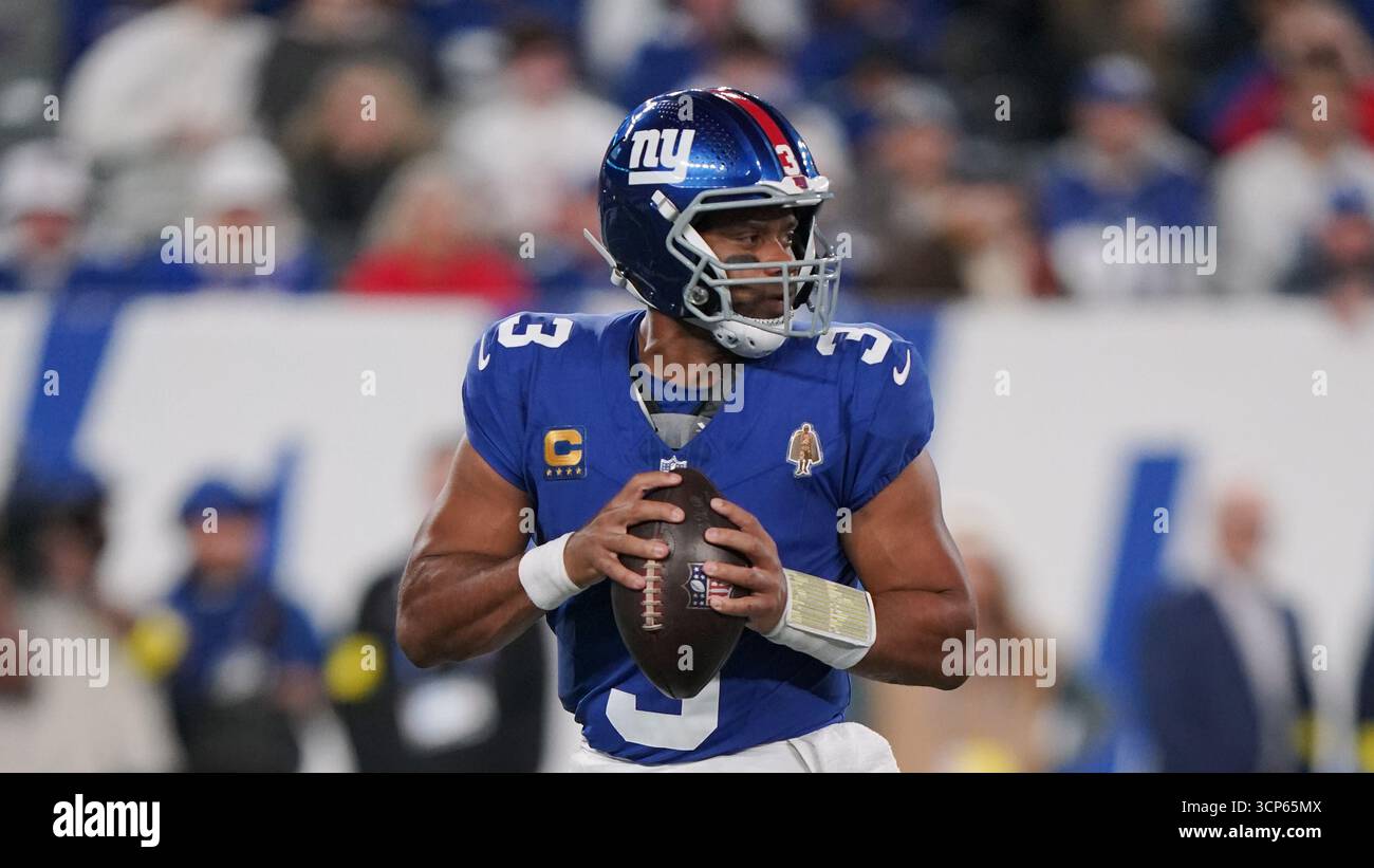 New York Giants quarterback Russell Wilson (3) during an NFL football ...