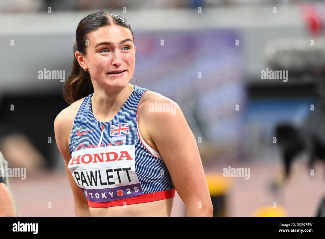 Abigail Pawlett (Great Britain) in tears after marking her personal ...