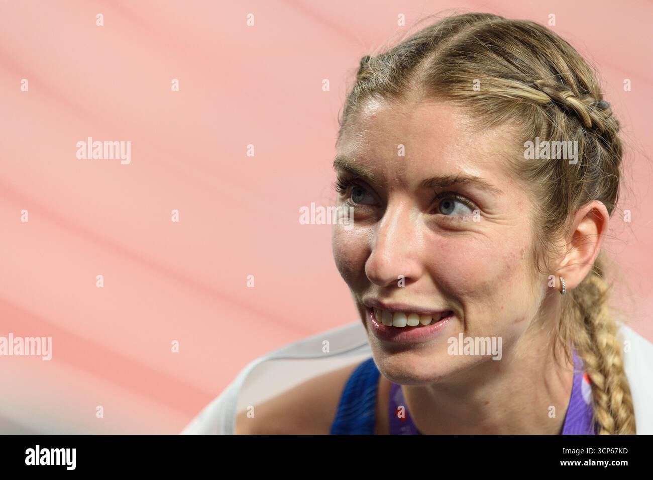 Emma Zapletalova (Slovakia) after finishing third in the 400 metres ...