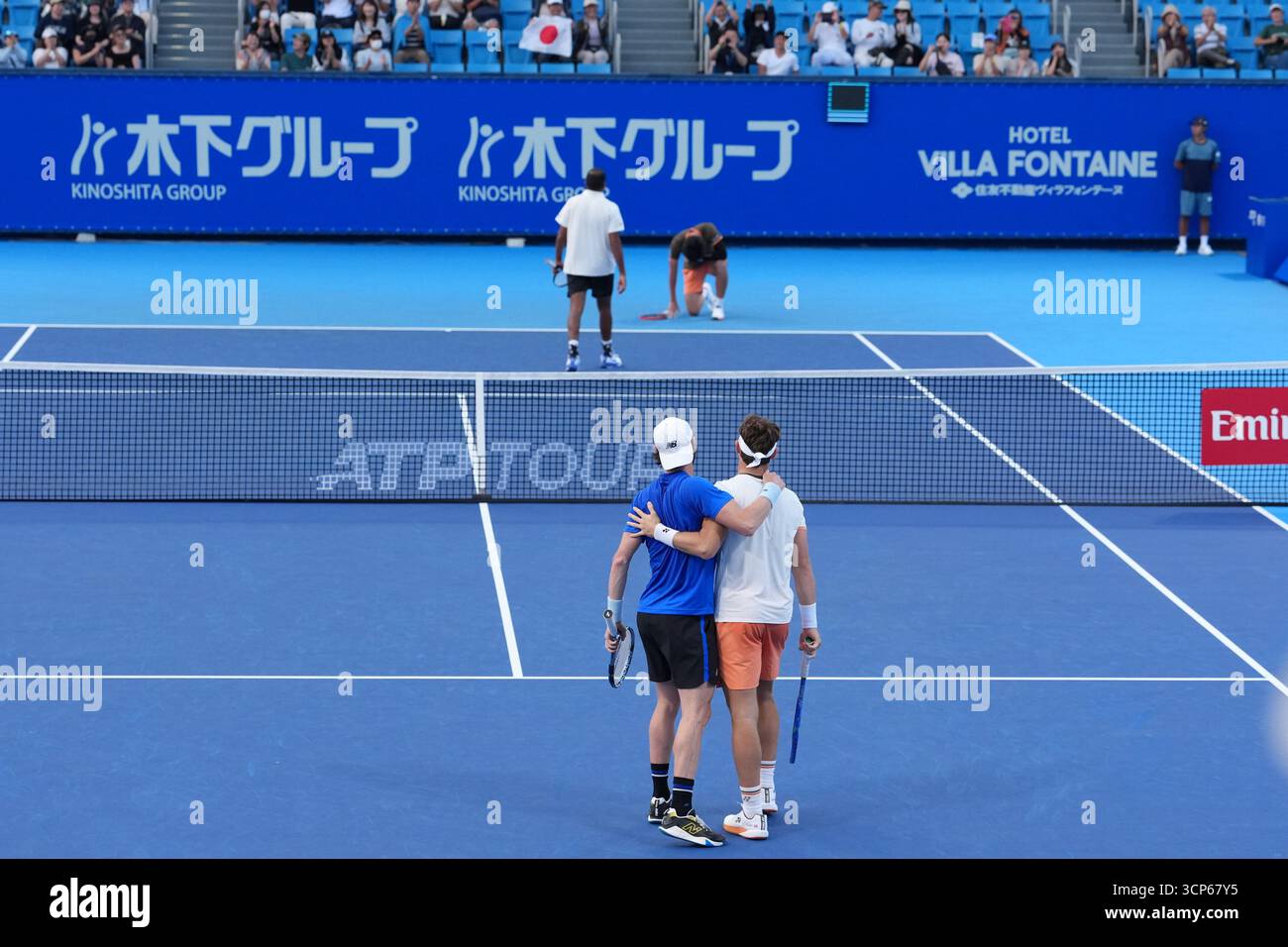 Casper Ruud and Jordan Thompson pair on action during the Men's doubles ...