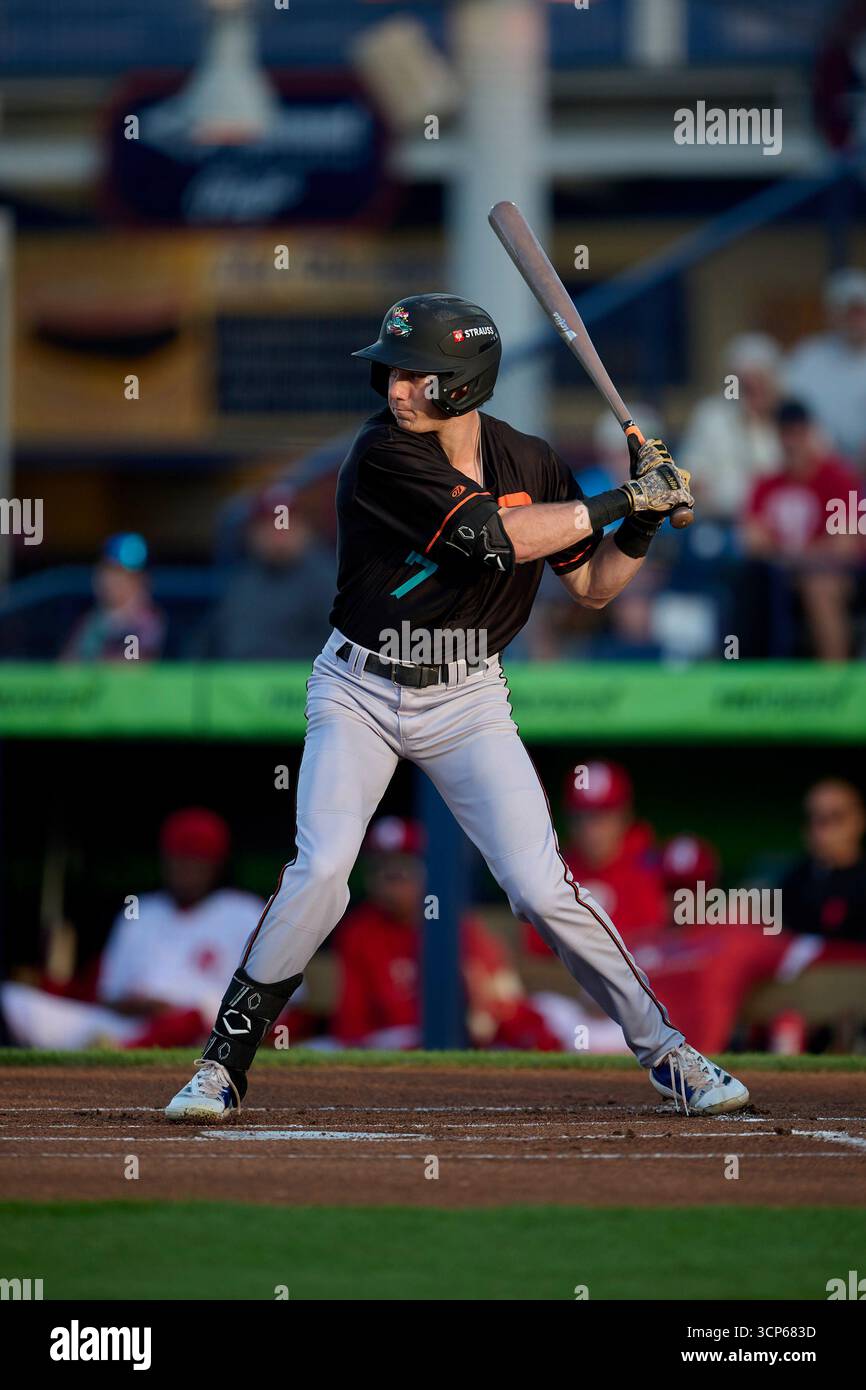 Chesapeake Baysox Austin Overn (7) bats during an MiLB Eastern League ...