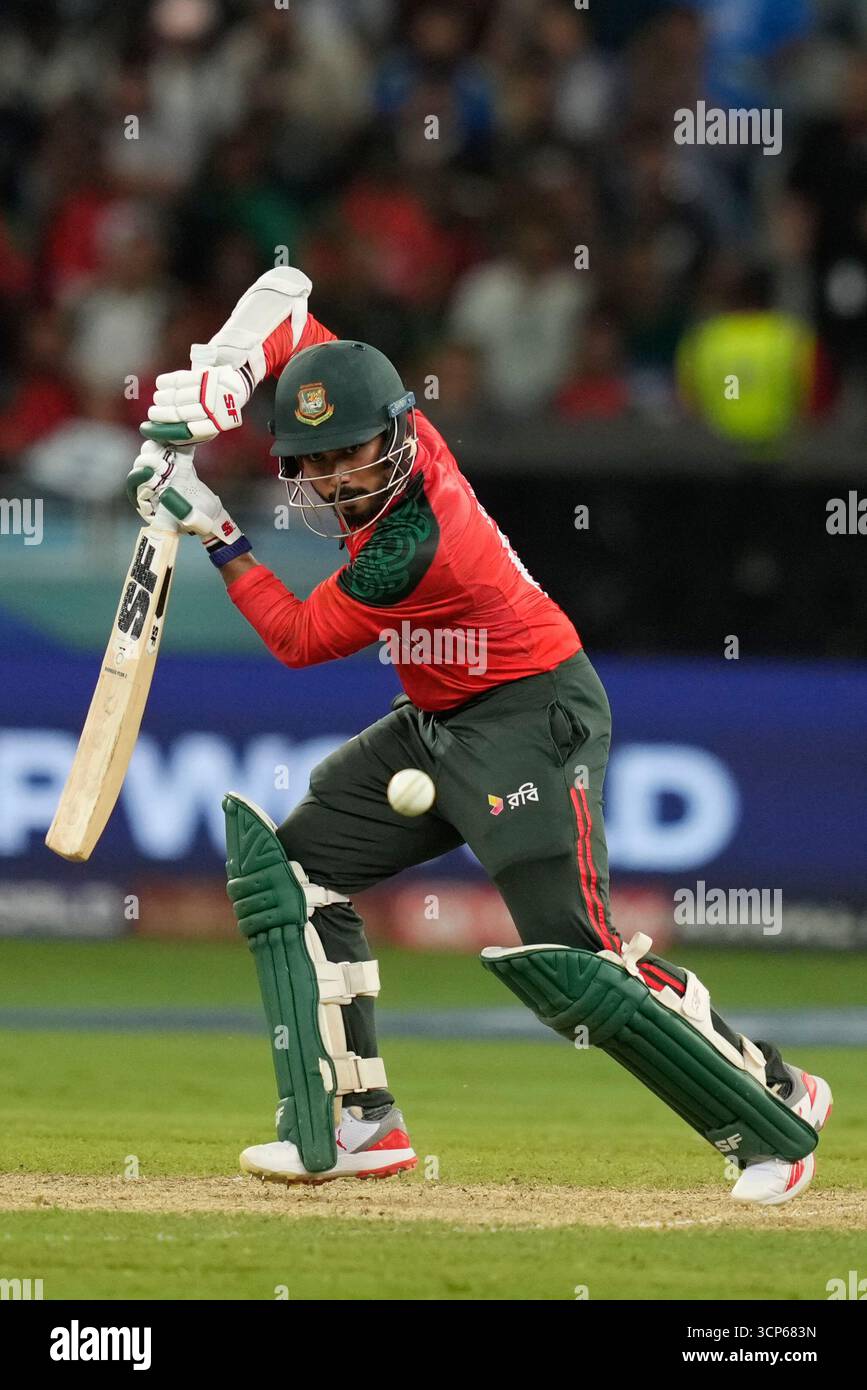 Bangladesh's Parvez Hossain Emon plays a shot during the Asia Cup cricket match between India ...