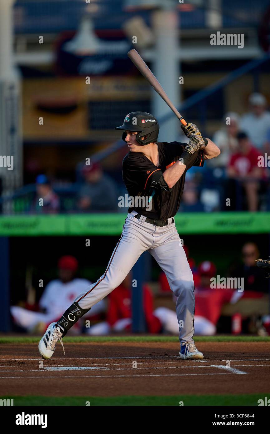 Chesapeake Baysox Austin Overn (7) bats during an MiLB Eastern League ...