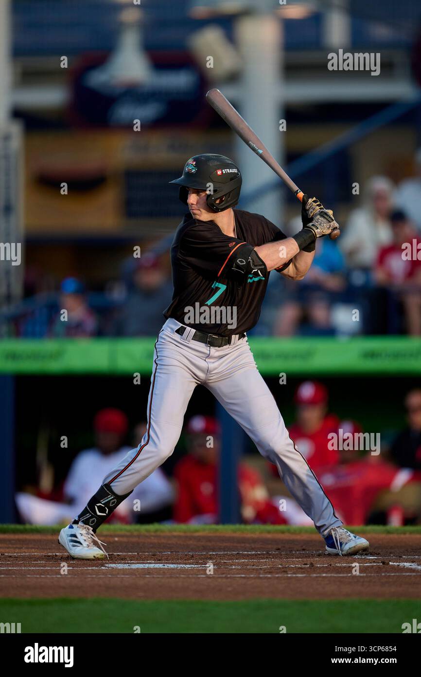 Chesapeake Baysox Austin Overn (7) bats during an MiLB Eastern League ...
