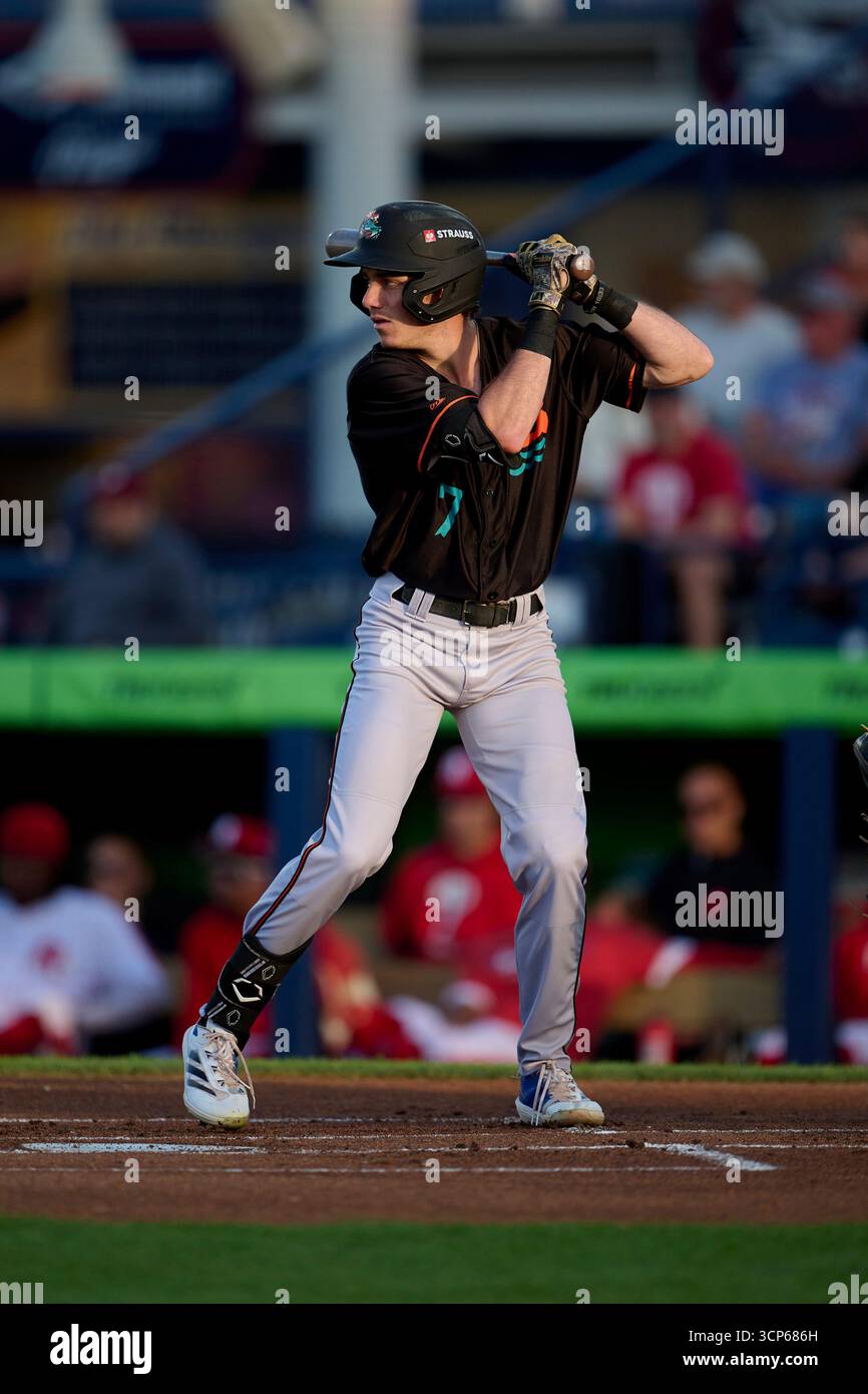 Chesapeake Baysox Austin Overn (7) bats during an MiLB Eastern League ...