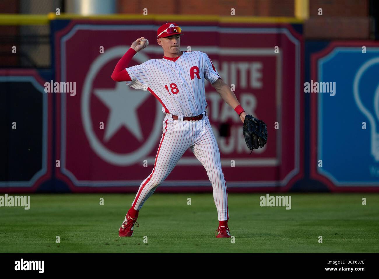 Reading Fightin Phils outfielder Bryson Ware (18) throwing during an ...