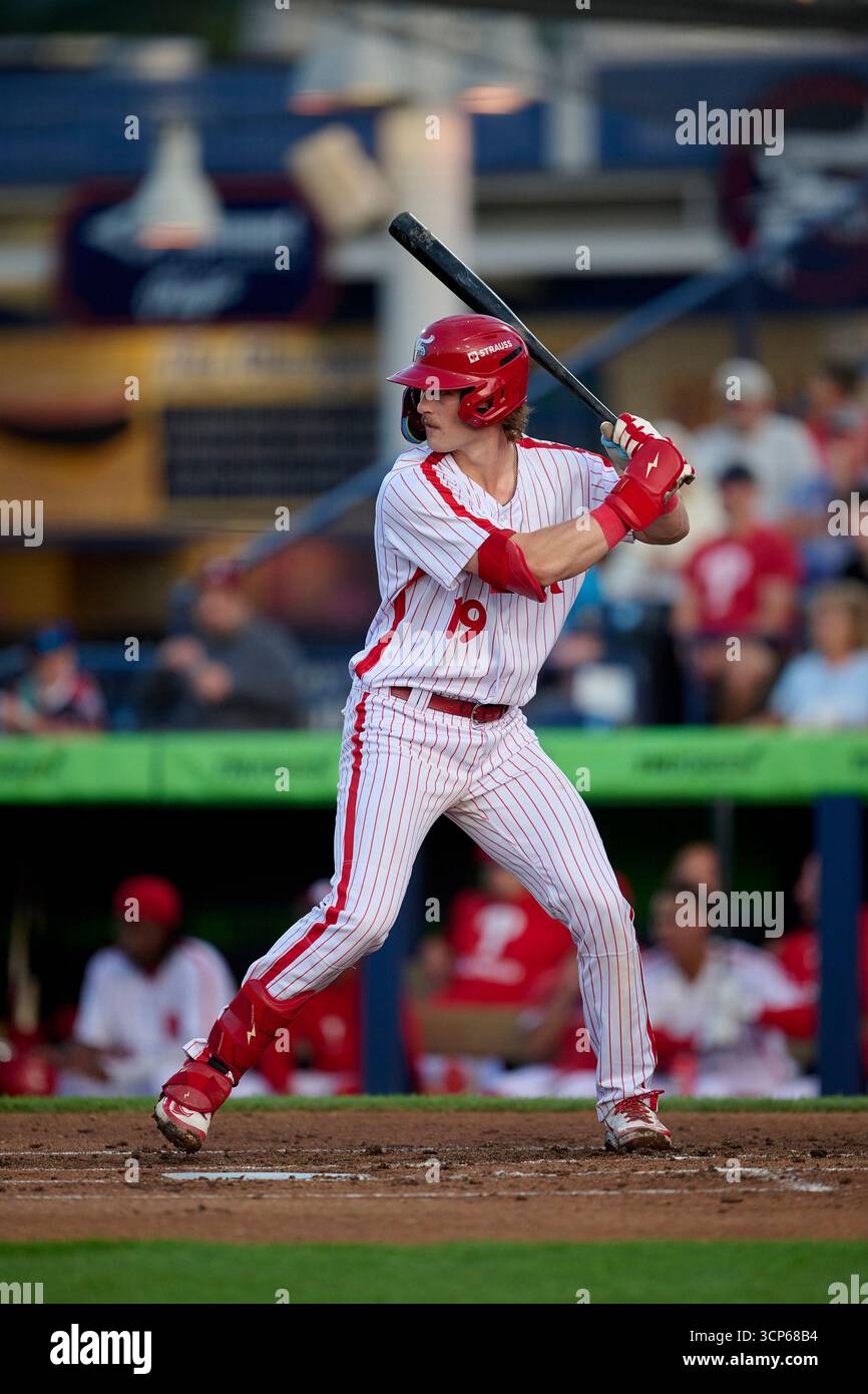 Reading Fightin Phils Caleb Ricketts (19) bats during an MiLB Eastern ...