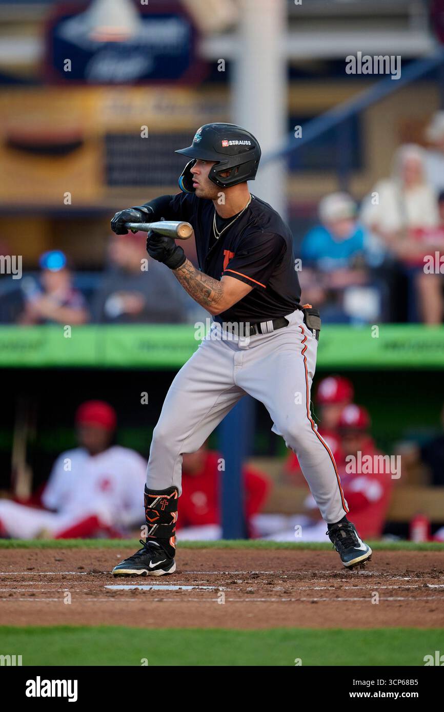 Chesapeake Baysox Tavian Josenberger (12) bunts during an MiLB Eastern ...