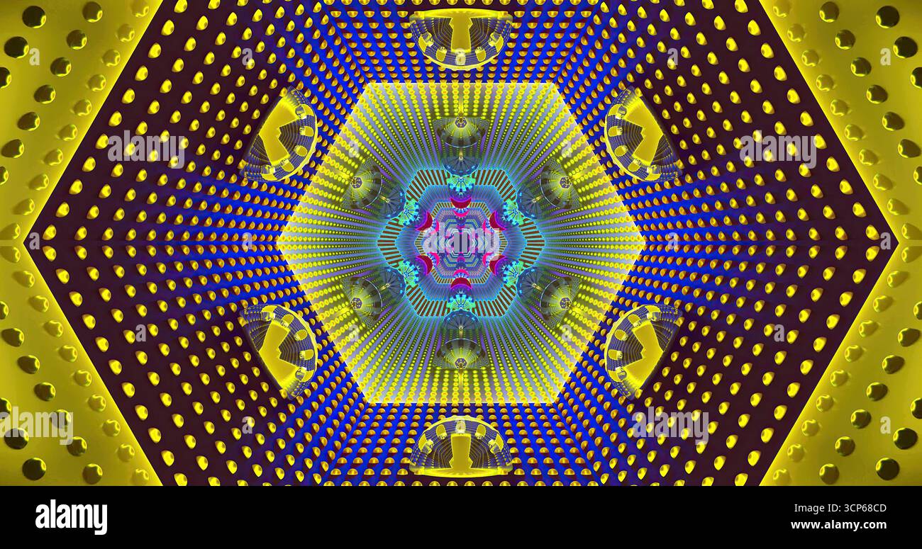 A striking geometric design featuring bright colors and symmetrical ...