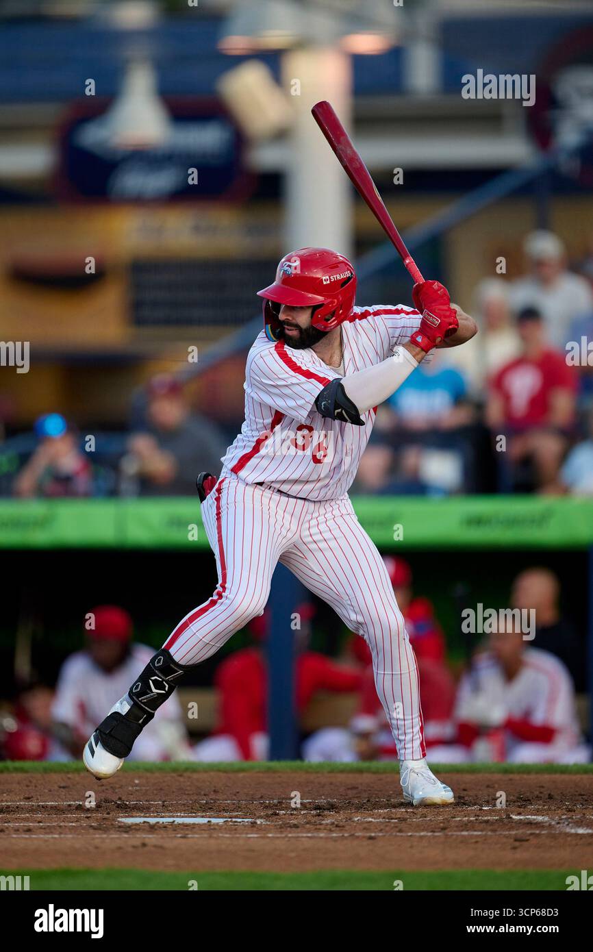 Reading Fightin Phils Alex Binelas (36) bats during an MiLB Eastern ...