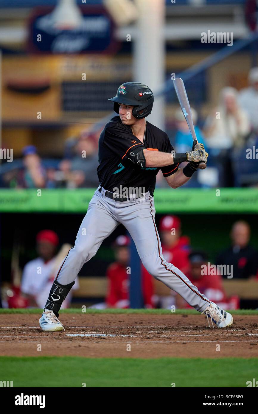 Chesapeake Baysox Austin Overn (7) bats during an MiLB Eastern League ...