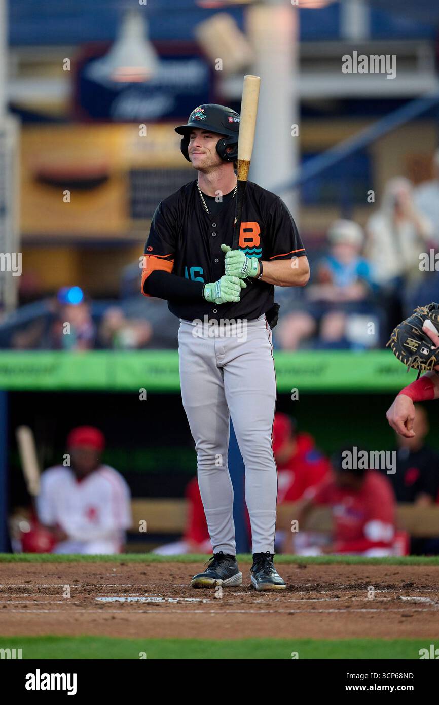 Chesapeake Baysox Reed Trimble (16) bats during an MiLB Eastern League ...