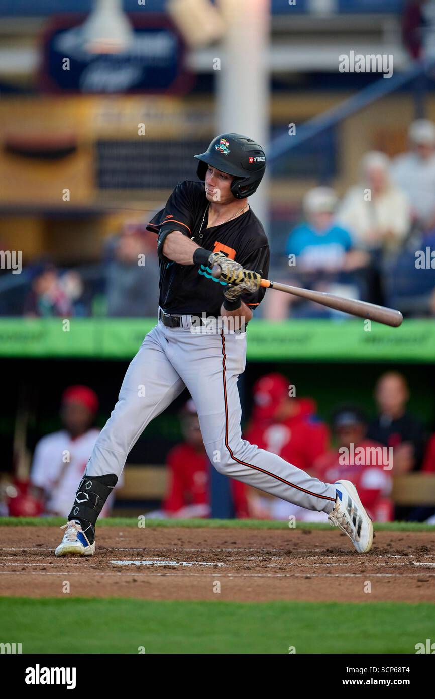 Chesapeake Baysox Austin Overn (7) bats during an MiLB Eastern League ...