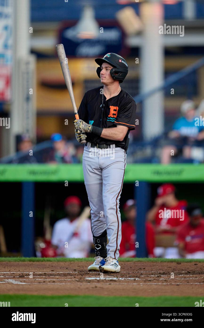 Chesapeake Baysox Austin Overn (7) bats during an MiLB Eastern League ...